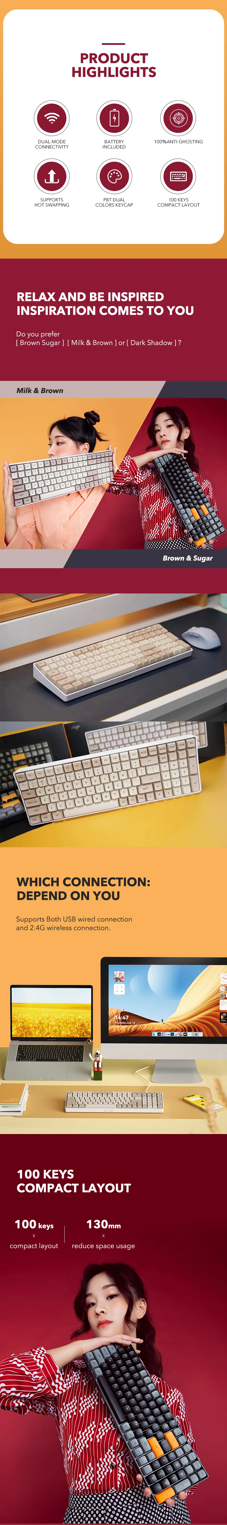 Darkflash GD100 Mechanical Keyboard - Wireless & Programmable