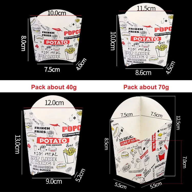 Custom Printed Kids Snacks Set Paper Container for French Fries Burger ...
