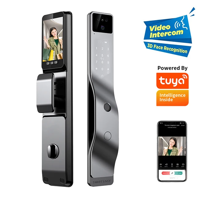 3D Face Recognition Smart Lock With Tuya Wifi Fingerprint Video Intercom Biometric Fingerprint ...