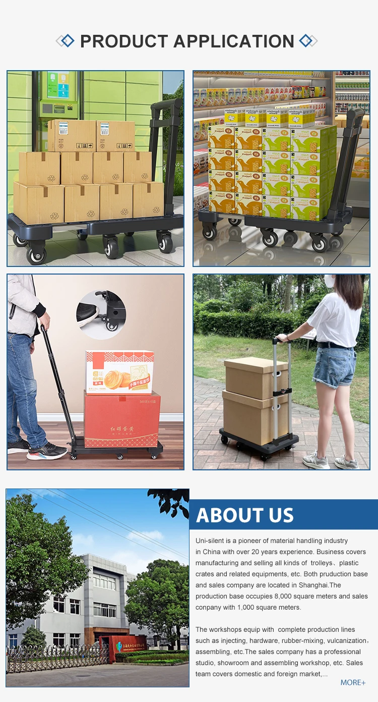 Uni-Silent 200kg Heavy Duty Retractable Dolly Warehouse Truck Luggage ...