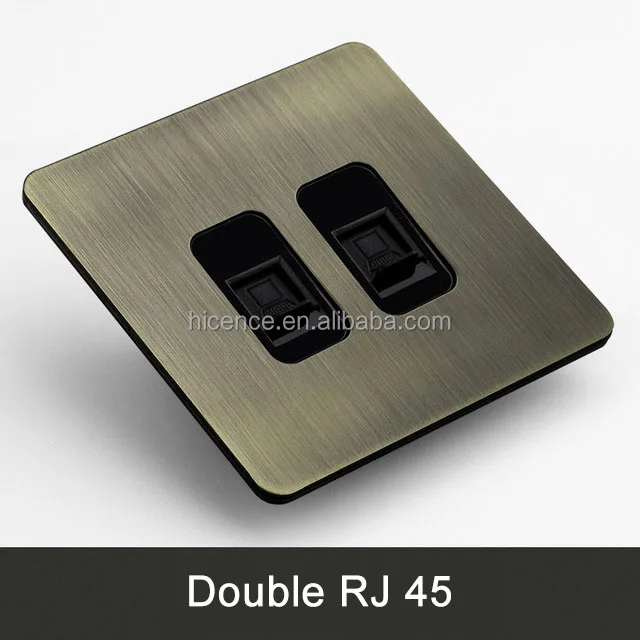 Gold Uk Socket Brass Double Socket 2 Usb With On/off Switch Stainless ...