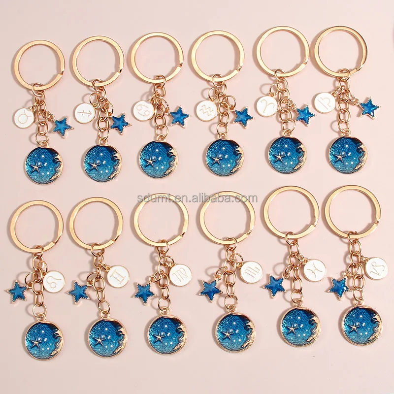 12 Constellations Keychain Keyring Pendant Gifts Metal Key Chains ...