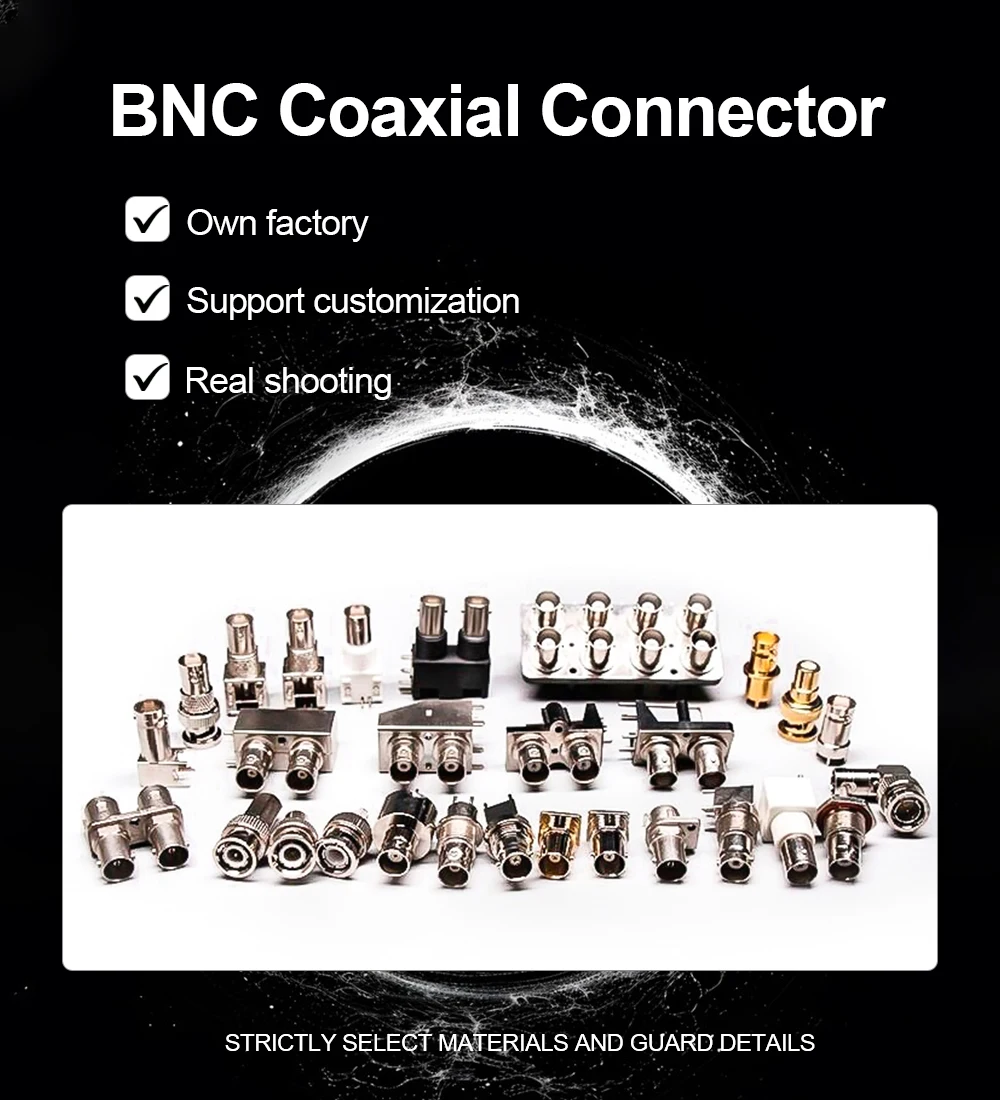 Edge mount bnc female connector solder vertical type through hole for ...