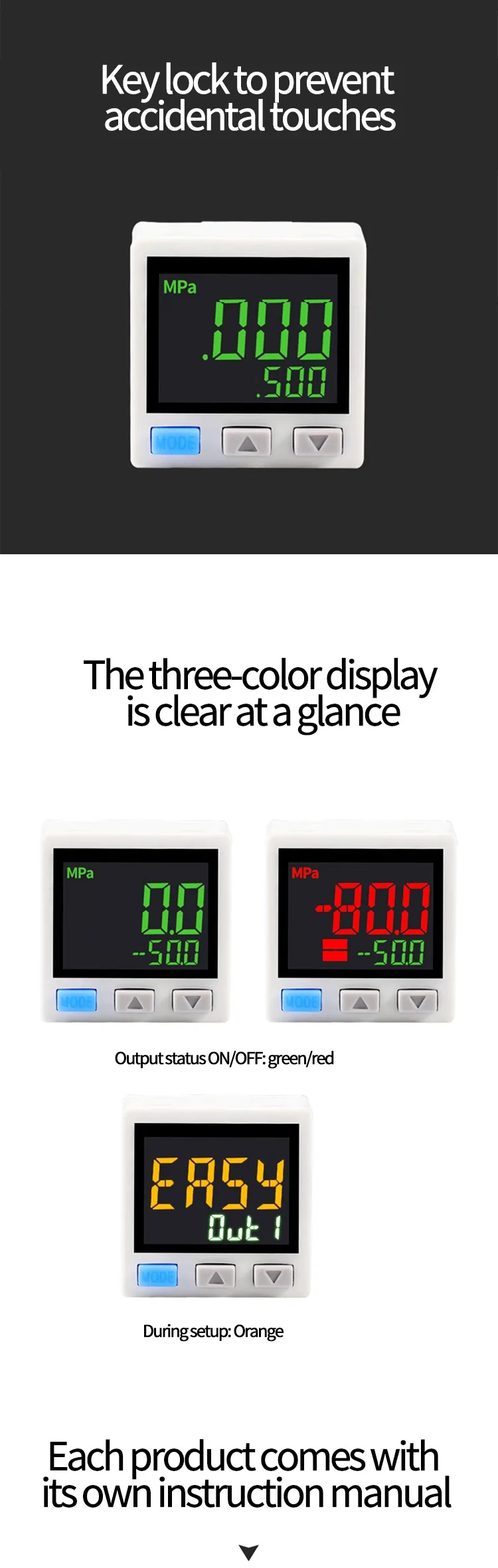 Ise30a Digital Pressure Switch Positive & Negative & Mixed & Dedicated ...