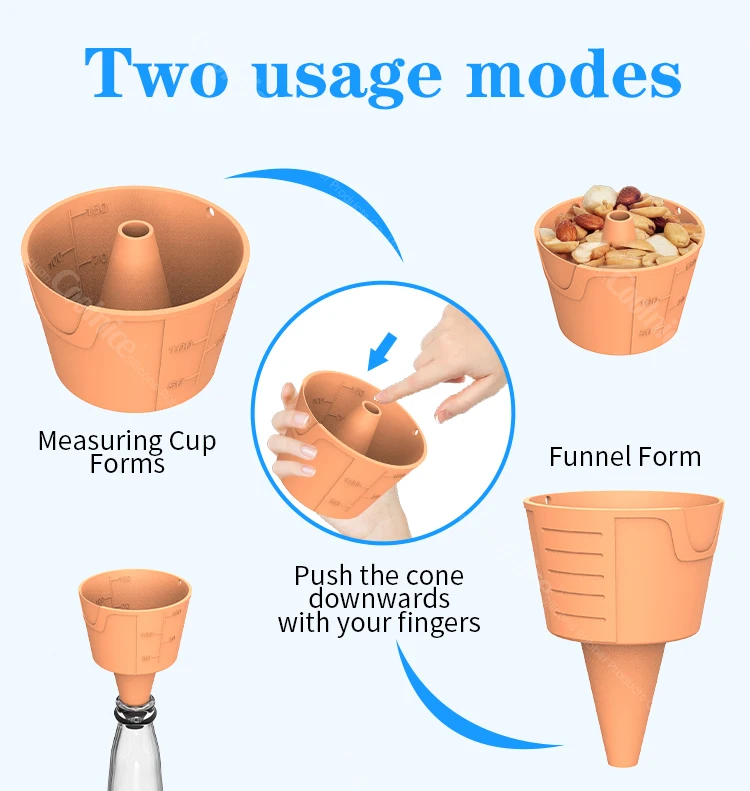 Eco Friendly Products 2024 Kitchen Gadgets Durable Funnel for Filling Bottles Silicone Measuring ...