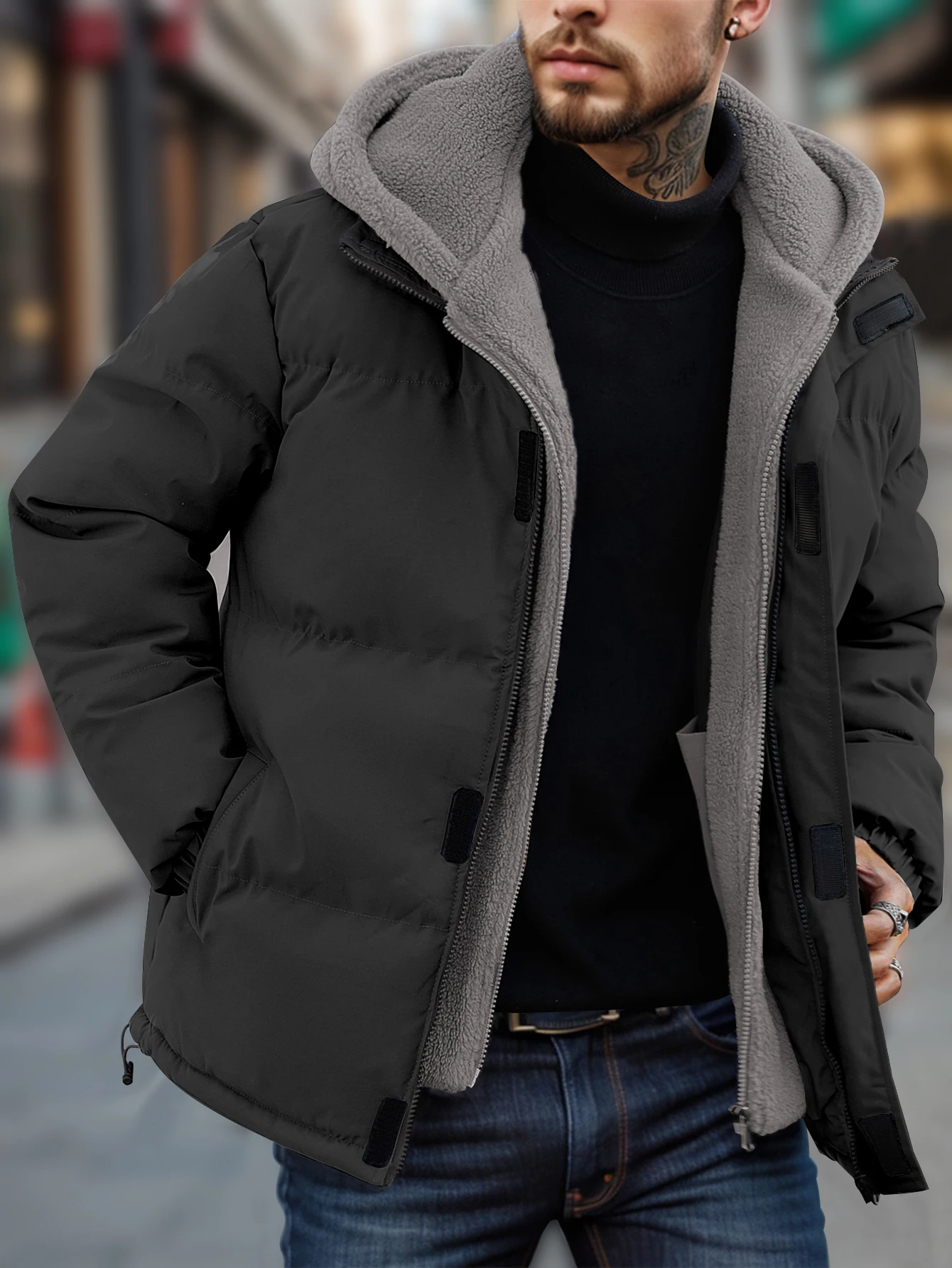 Men's Heavyweight Quilted Puffer Parka Coat - Winter Windproof Jacket ...