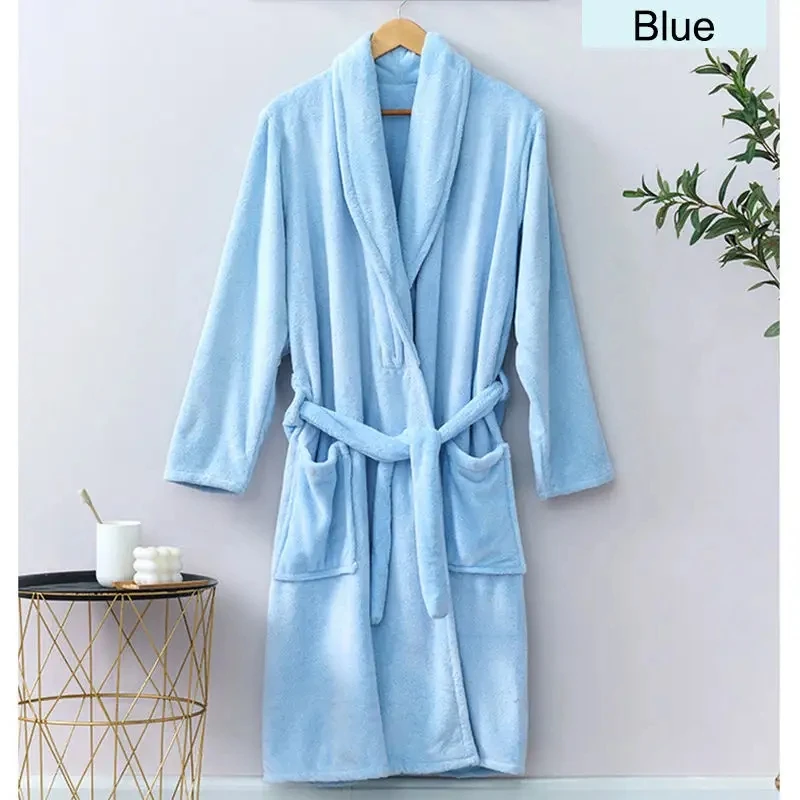 Wholesale Custom Good Quality Women Coral Fleece Solid Color Bathrobe ...