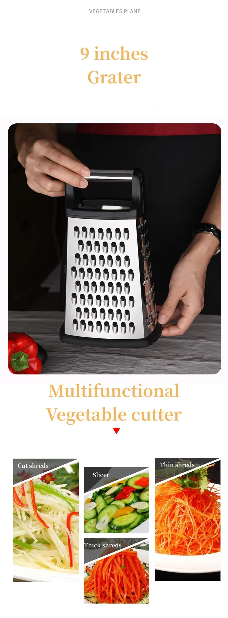 Hot Selling 4 Sides Stainless Steel Vegetable Cheese Box Hand Graters ...