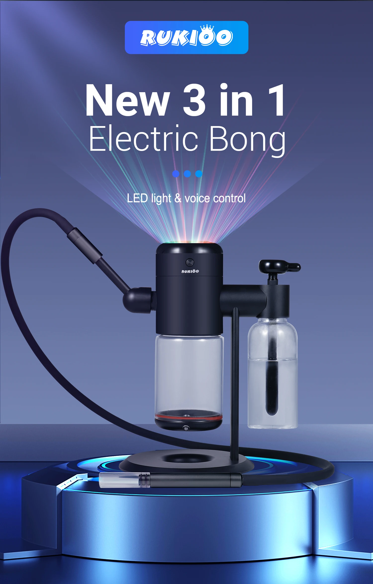 Rukioo New Design Led Light Voice Control Hookah 3 Functions Gift Box ...