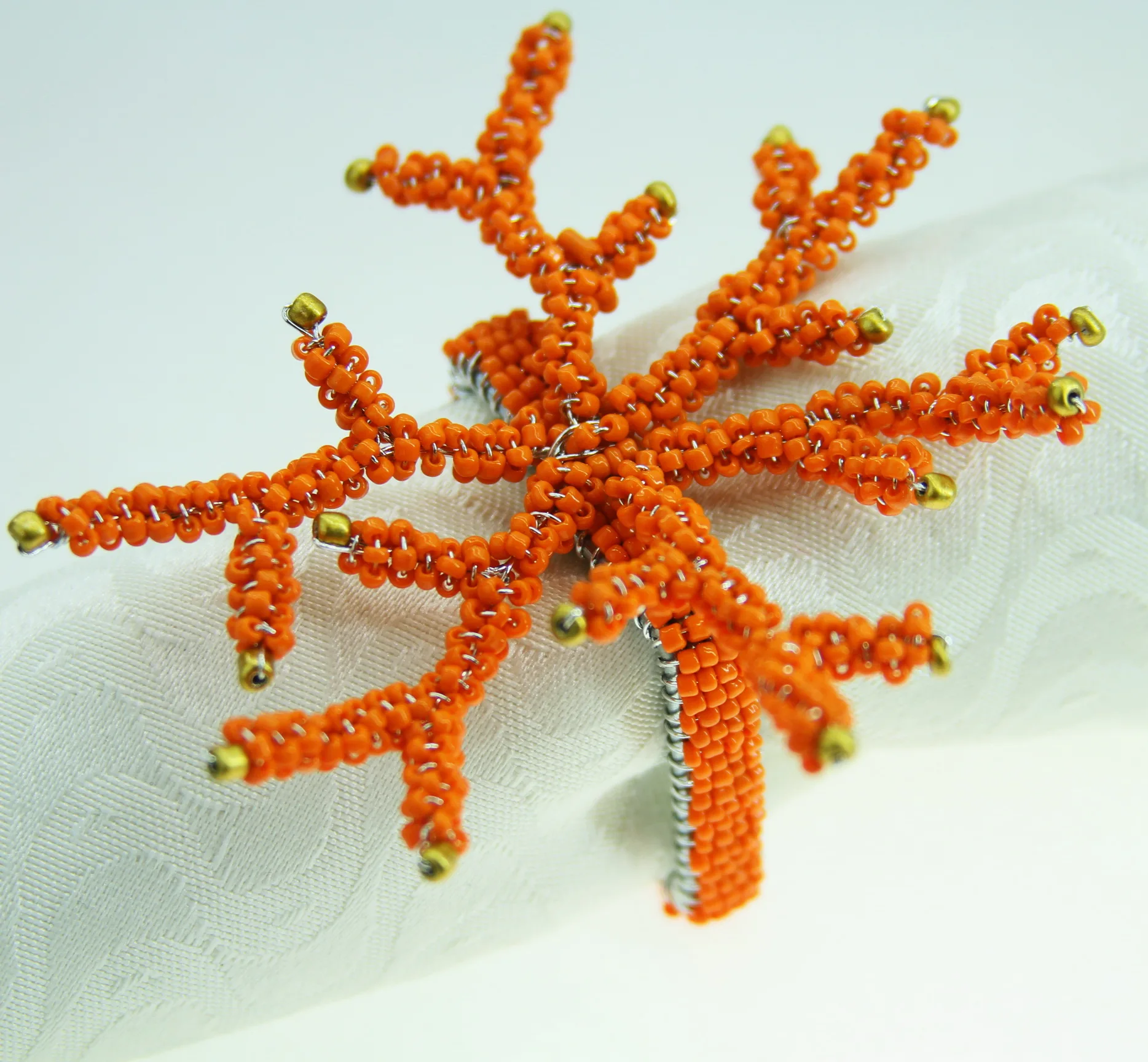 Coral Napkin Ring in Colors Glass Beads Napkin Holder