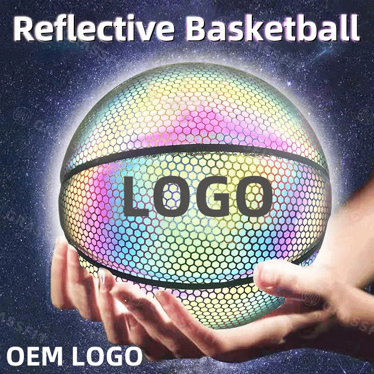 New Customized Basketball Reflective Luminous Basketball Oem Logo Pu ...