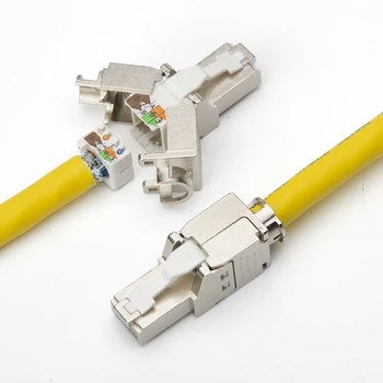 Network Stp Cat7 Cat8 Tool Free Ethernet Rj45 Connector Shielded Cat5e Cat 6 Cat6a Toolless ...