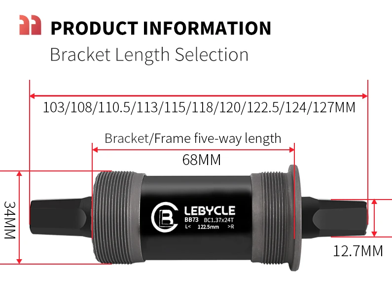 Lebycle Mountain Bicycle Square Bottom Bracket BB68