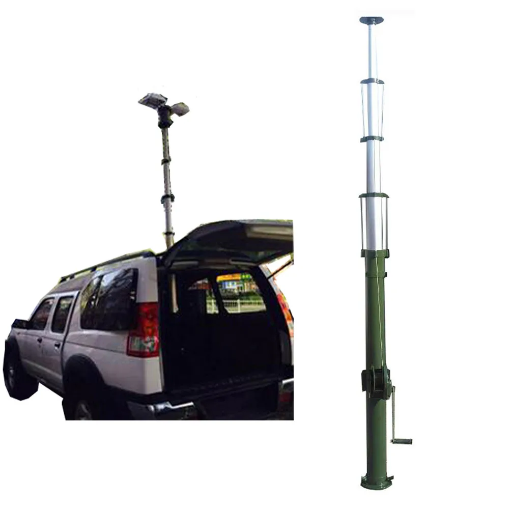 Trailer Mounted 40ft Manual Lifting Aluminum Crank up Telescopic Mast ...
