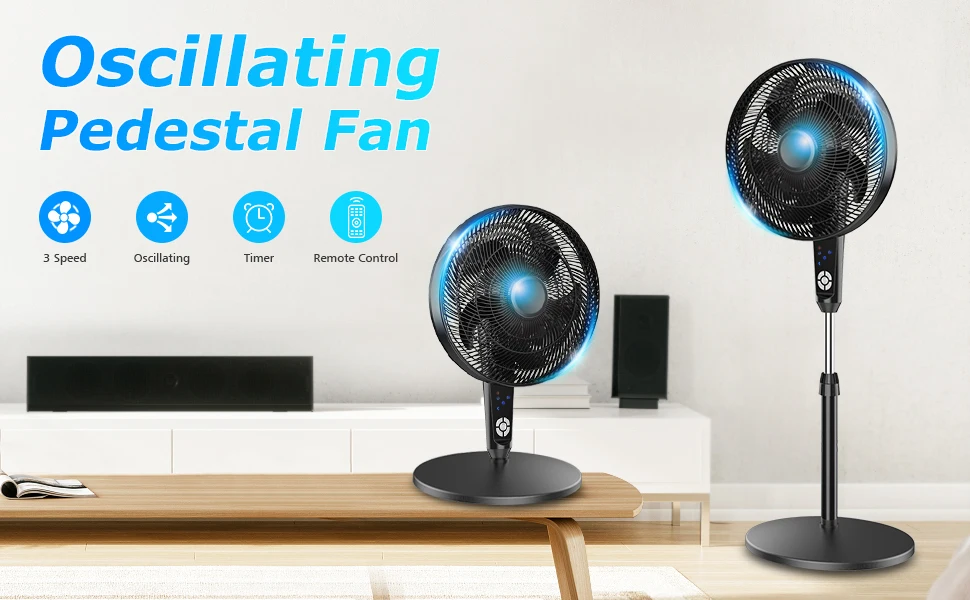 Smart Standing Floor Fan With Remote Control 330 Degree Oscillating ...