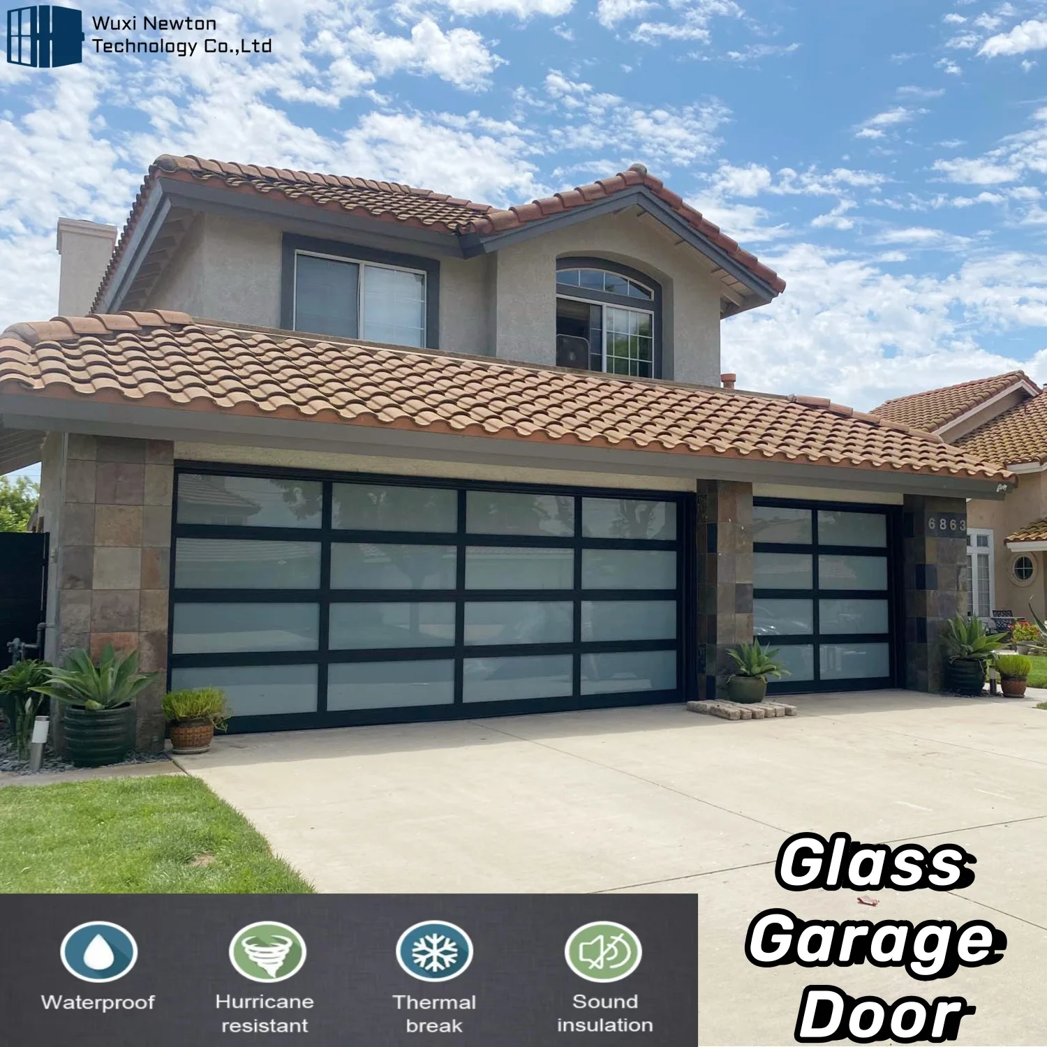 High Performance Electric Anti-Theft Glass Sectional Garage Doors ...
