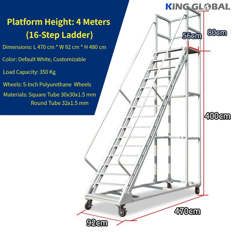 King Global Rolling Six-Steps Ladder - Industrial & Warehouse