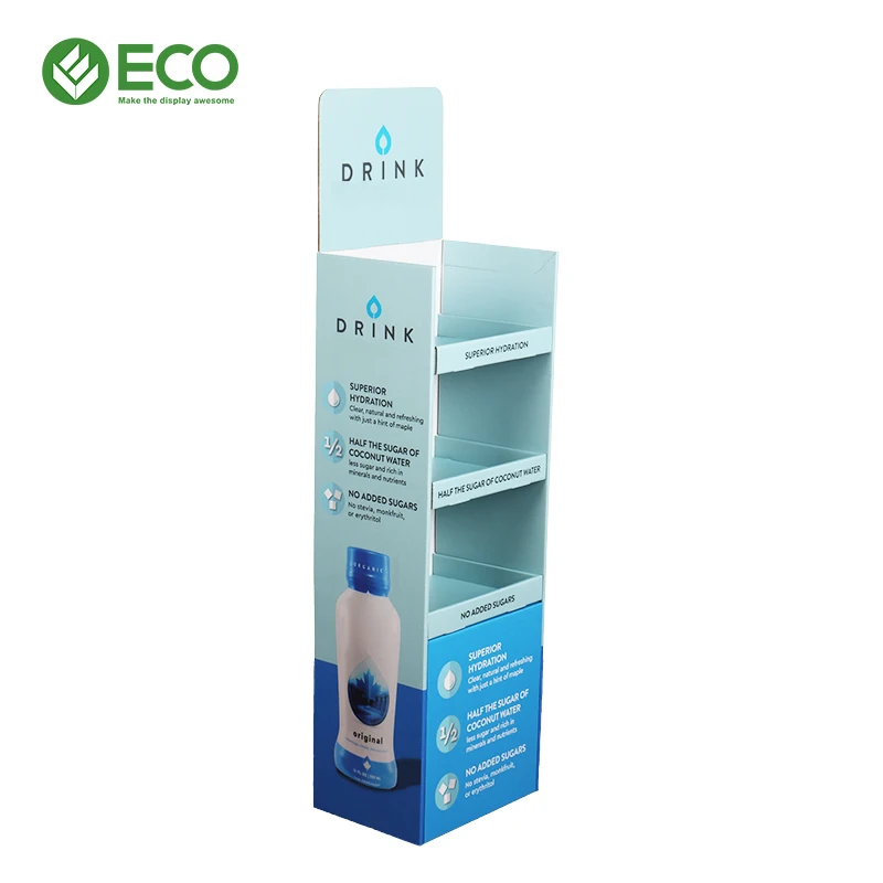 Custom Beverages Cardboard Floor Display Stand Corrugated Soft Drinks ...