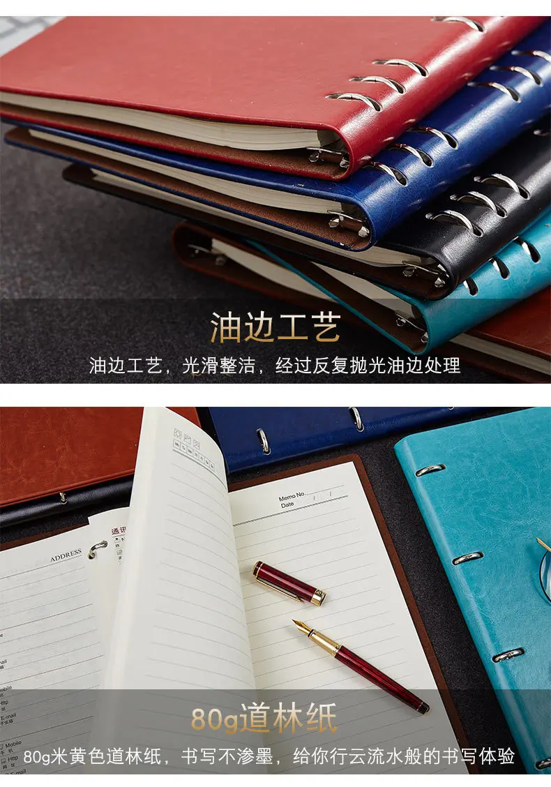 Easy To Carry Shorthand A5 Openwork Binder Detachable Notebook Leather ...
