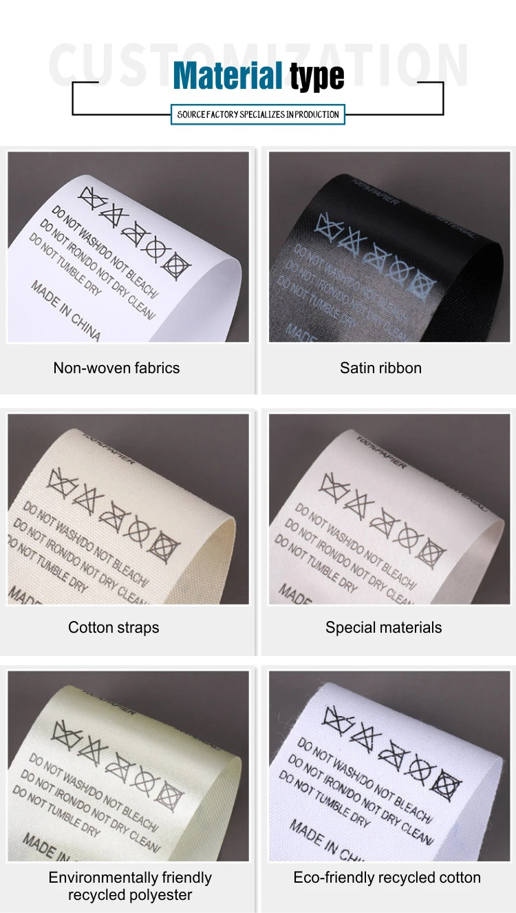 Polyester Washing Label Soft Satin Label Fabric Print Care Label For ...