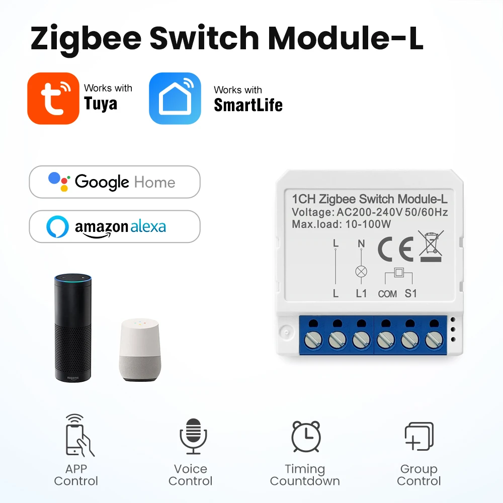 Avatto Zigbee Smart Switch Module - No Neutral Wire Tuya