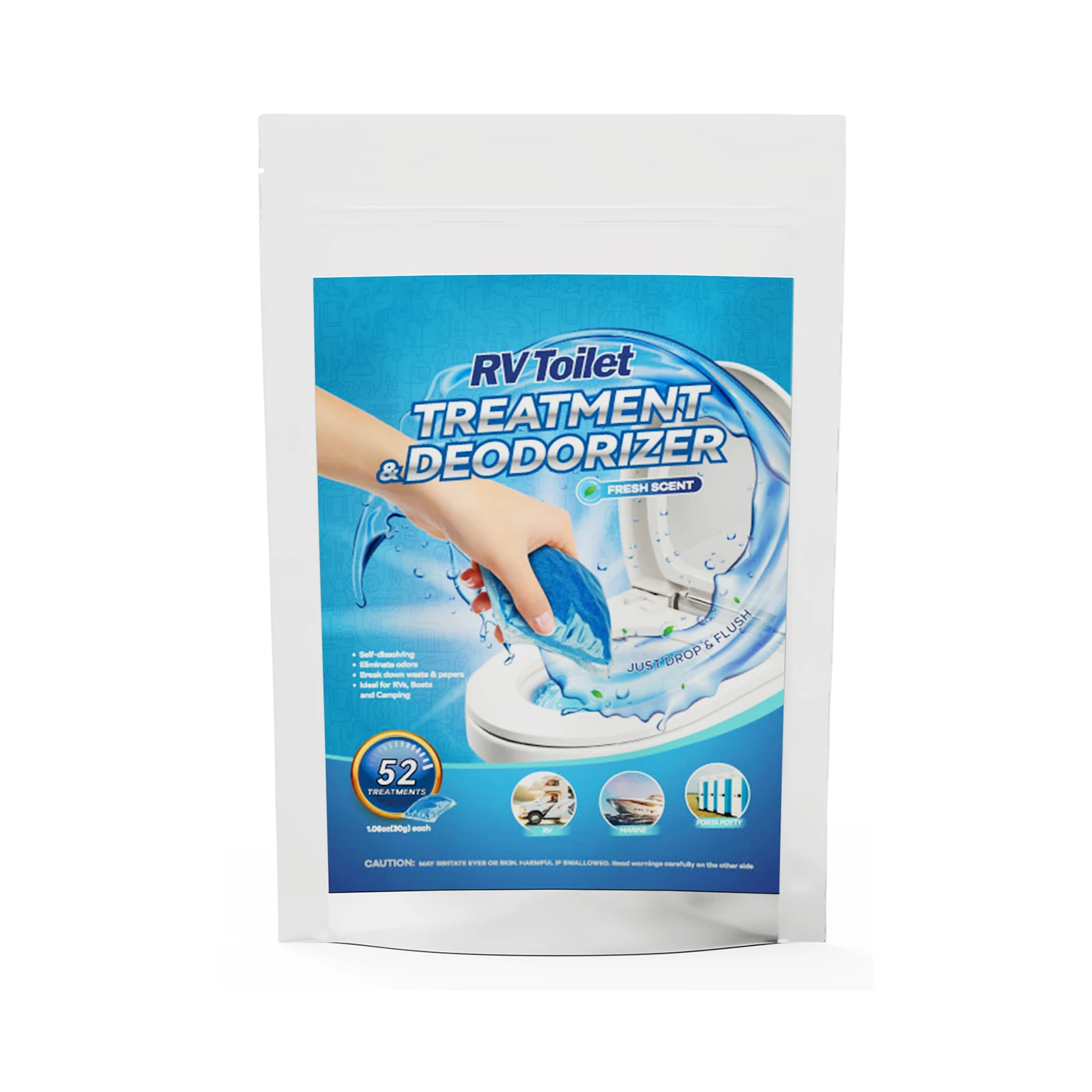 Household Chemicals Rv Septic Toilet Treatment,Portable Chemical Toilet- Deodorizer 52 Packs ...