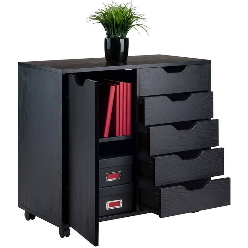 Modern Design Black Rolling Work Station Desk Filing Cabinets Office ...