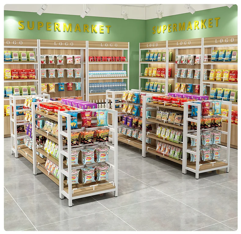 Miniso Style Wooden Supermarket Display Rack Gondola Display Stand ...
