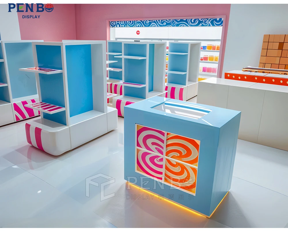 Retail Shop Candy Interior Design Display Rack Showroom Sweet Display ...