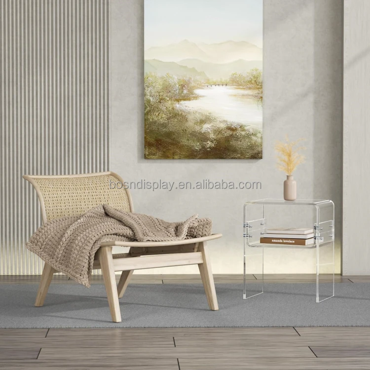 Two-tier Lucite Acrylic Bedside Table Clear Acrylic End Table Acrylic ...