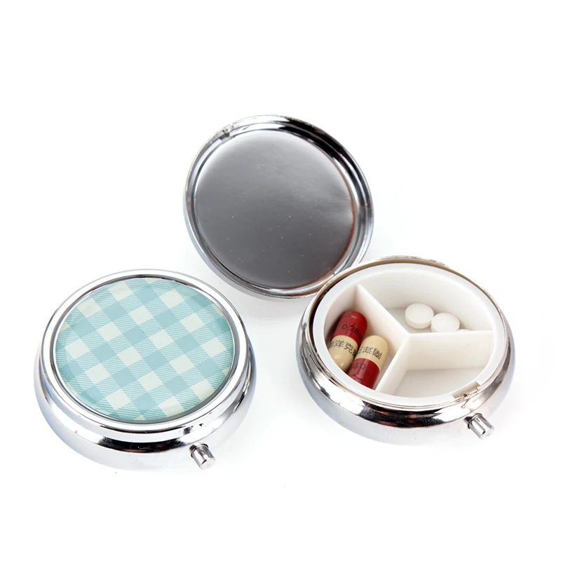 Custom Logo Epoxy Sticker Design Pill Box With Mirror Travel Medicine ...
