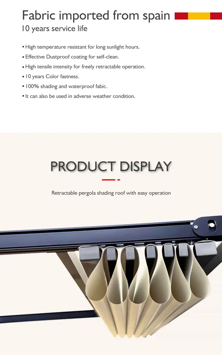 Outdoor Remote Control Retractable Roof Canopy Awning Systems