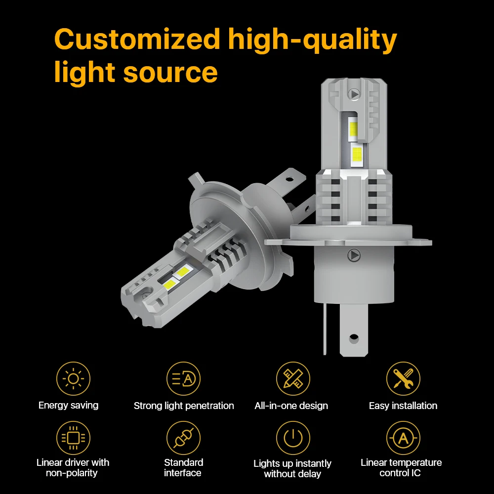 Alibaba.com: Fanless H1 H3 H7 H9 H11 LED Head Light Bulb 9000lm 80W Car ...