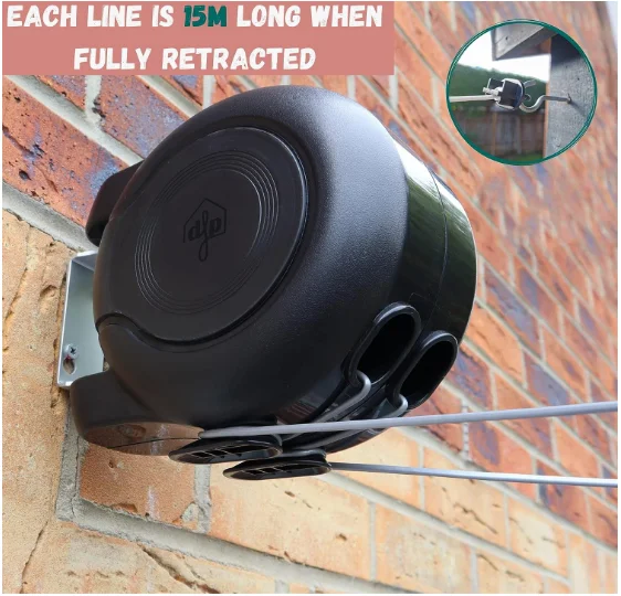 Retractable Washing Lines,Heavy Duty Wall Mounted Dual Clothes Line ...