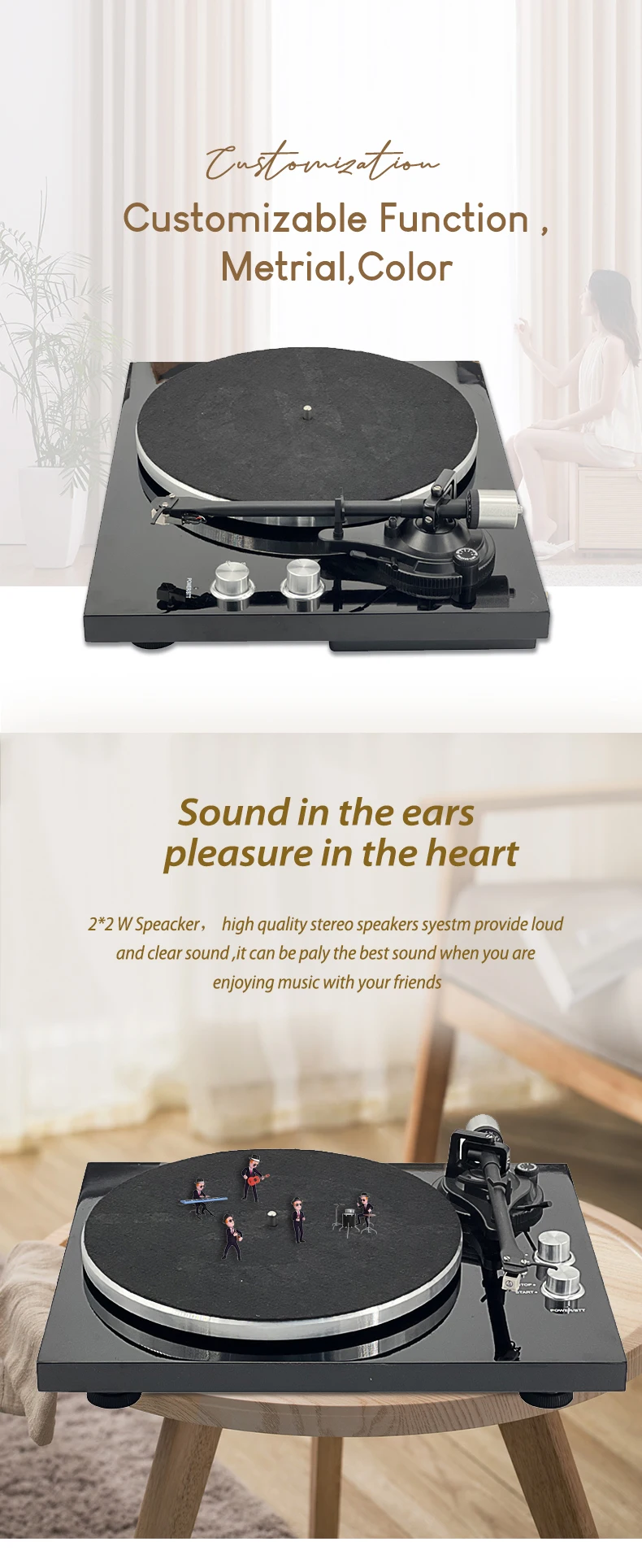 Modern Gramophone Vinyl Record Album Portable Home Audio Turntable ...