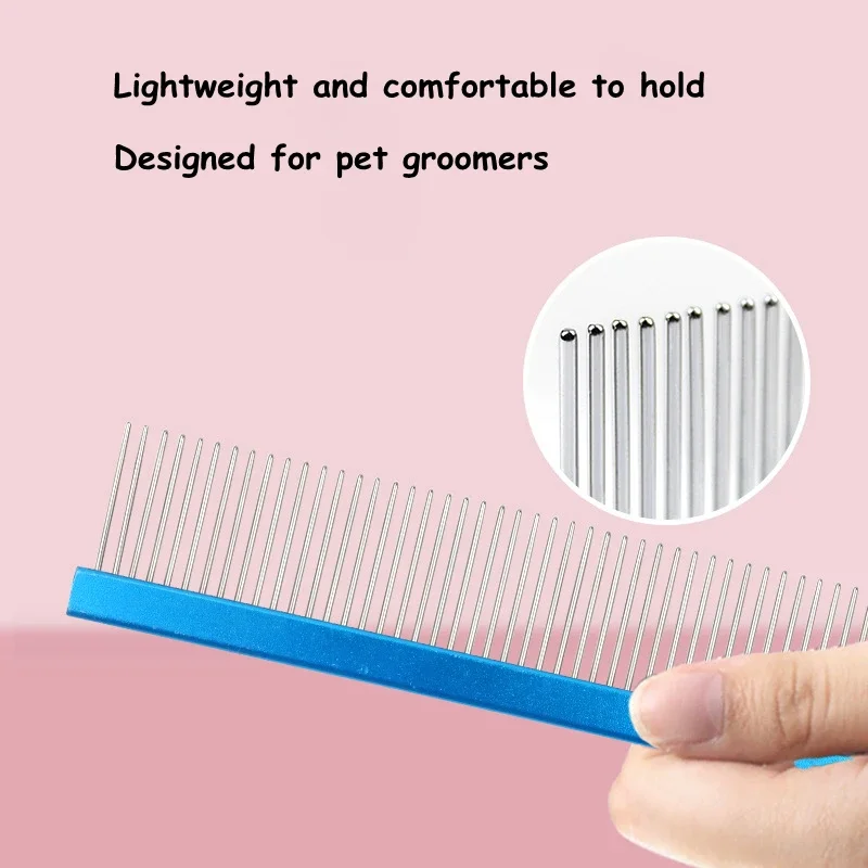 Professional 20-25cm Colorful Comb for Cats and Dogs Stainless Steel ...
