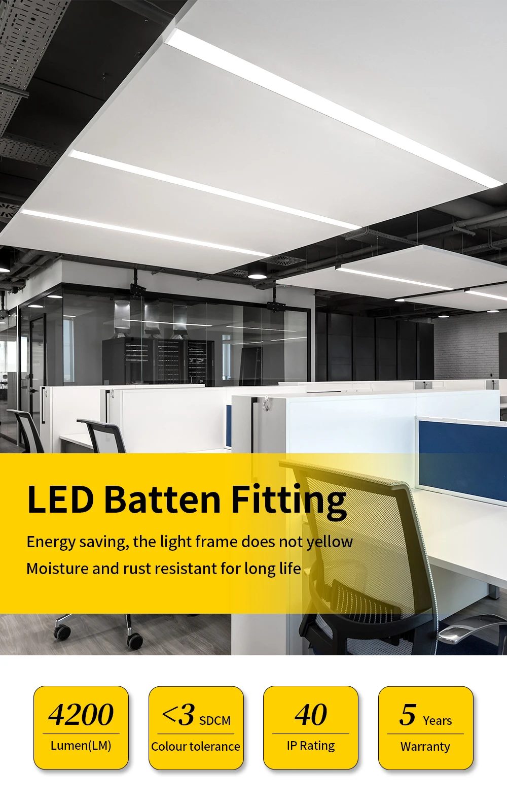 Surface Mounted Led Batten Light Emergency Flat Triproof Led Batten ...