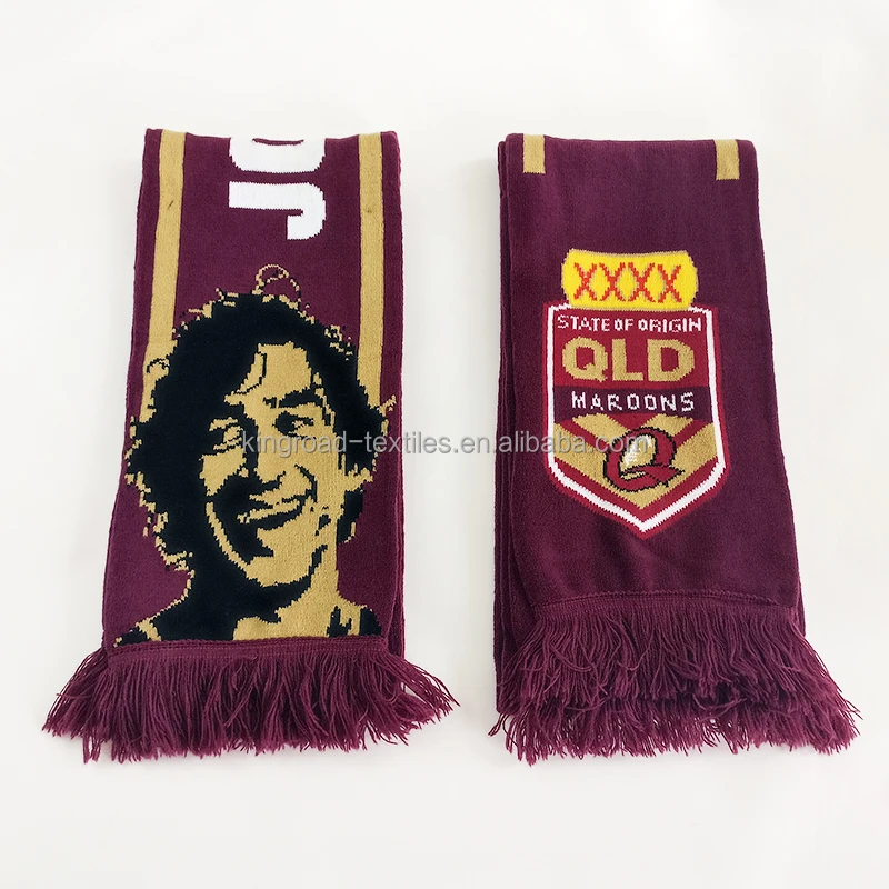 Custom Embroidery Jacquard Soccer Team 100% Acrylic Long Scarf National ...