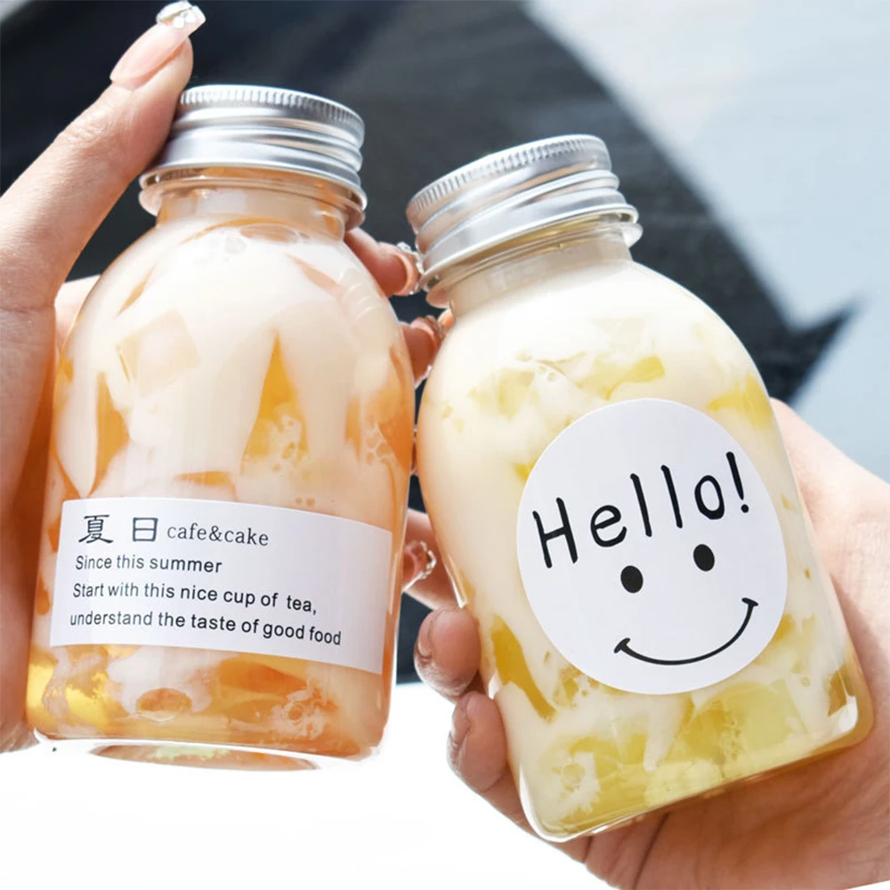 Disposable Milk Tea PET Bottle 1 Liter with Lid