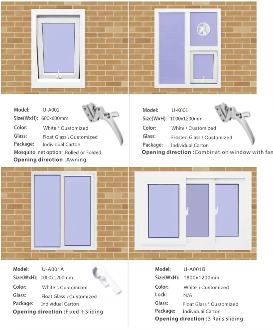 Yekalon Horizontal Sliding Casement UPVC Windows - Modern & Durable