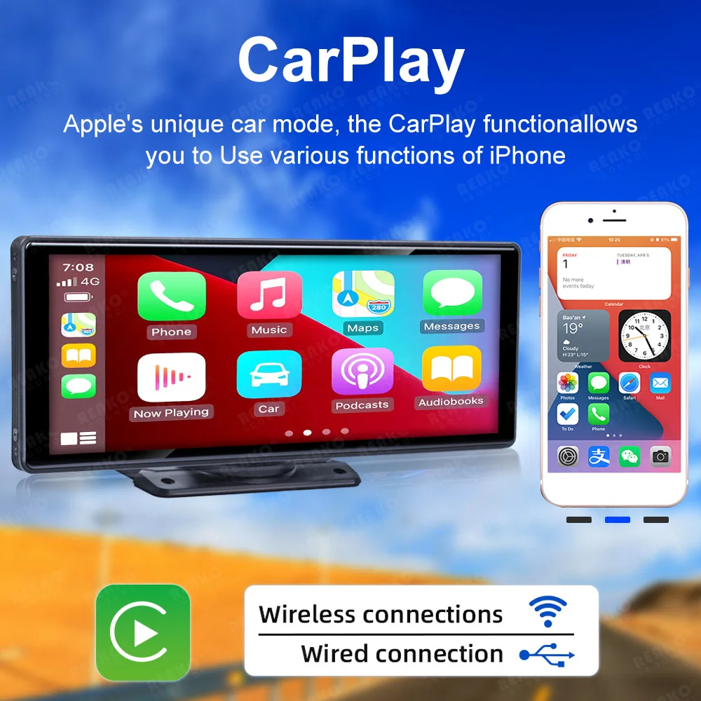 12V 10.26'' FM Transmit Wireless Carplay Android Auto BT Touch Screen ...