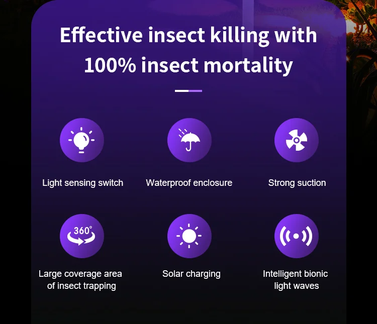 Wholesale Solar Bug Kill Pests Insect Killer Lamp Wind-suction ...