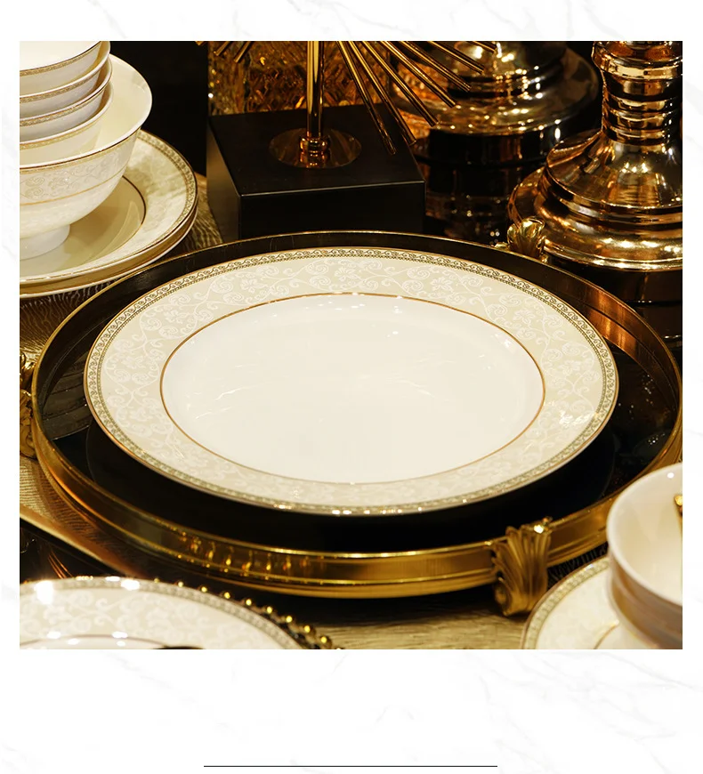 European Luxury Bone China Tableware Free Combination Porcelain Dinner ...