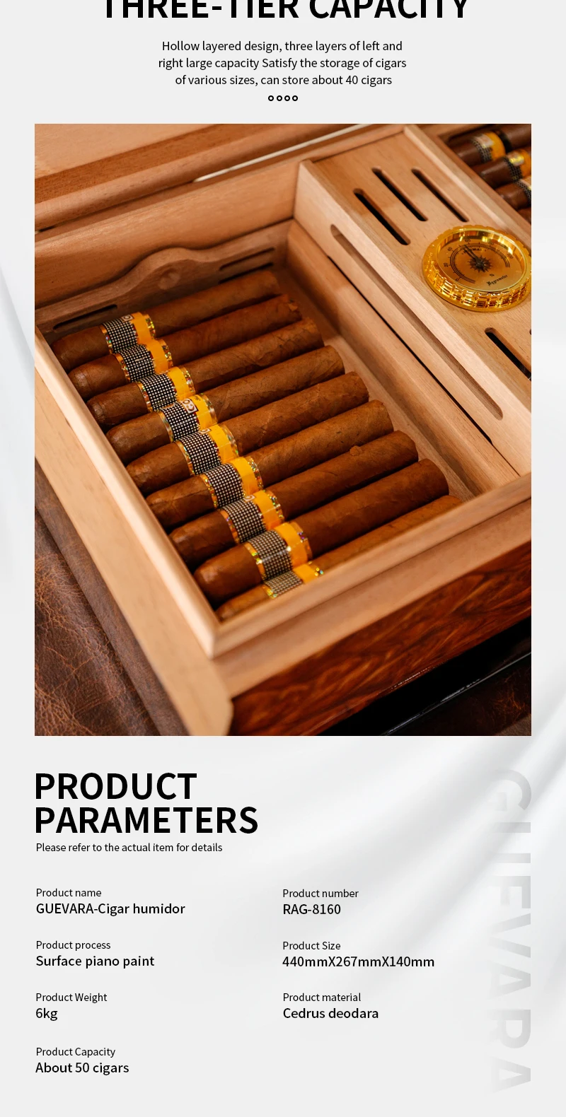 Luxury Fingerprint Lock Cigar Box with Humidifier & Hygrometer