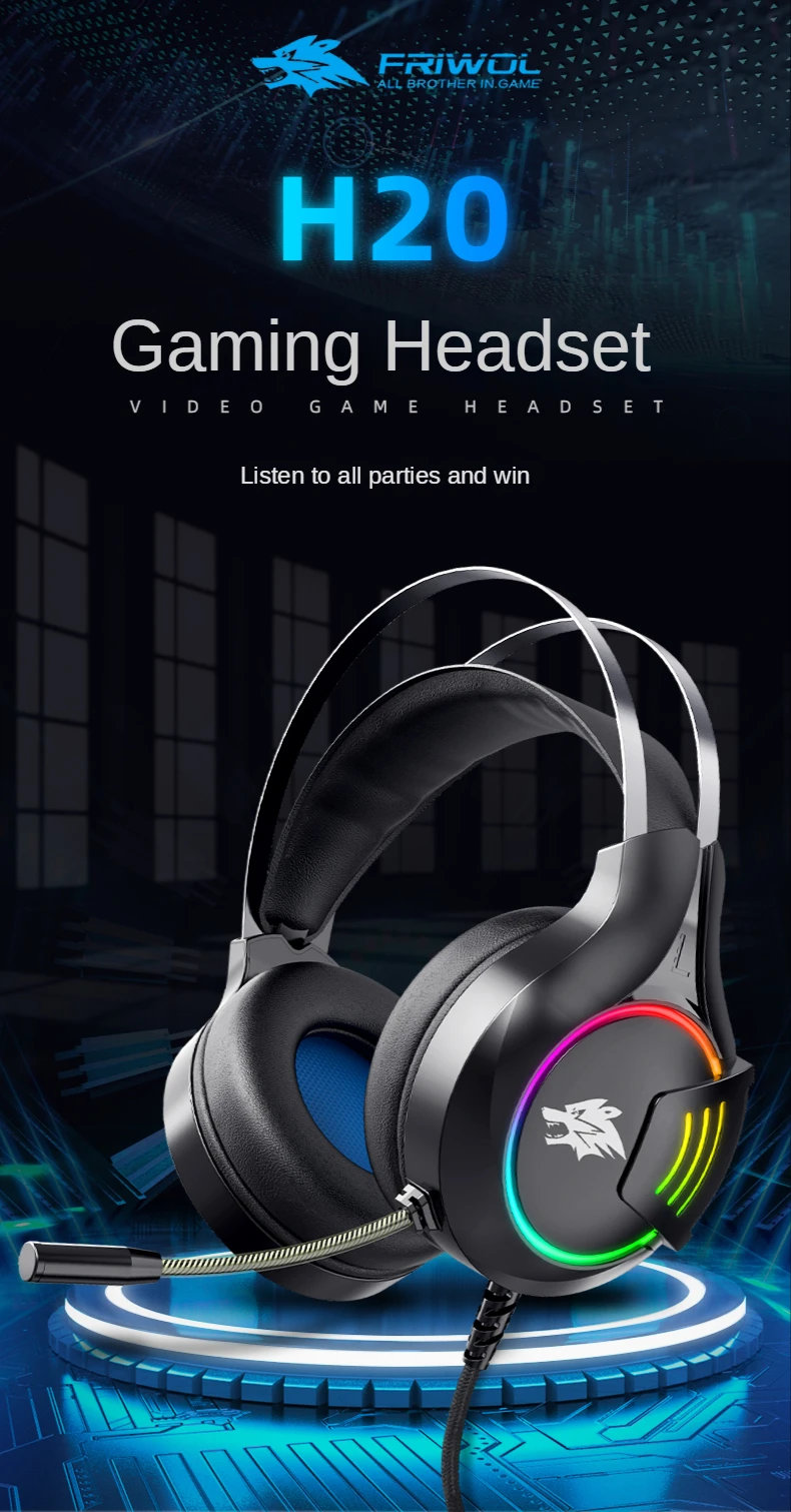 High Quality H20 Usb Wired Gaming Headset Colorful Led Gaming ...