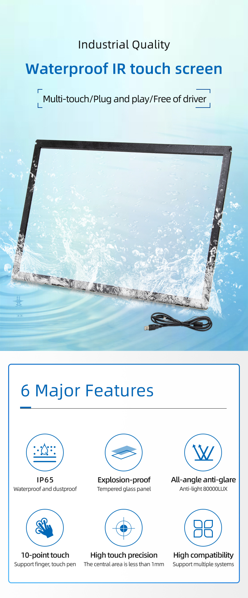 21.5inch IP65 Waterproof Interactive Infrared Touch Screen Display ...