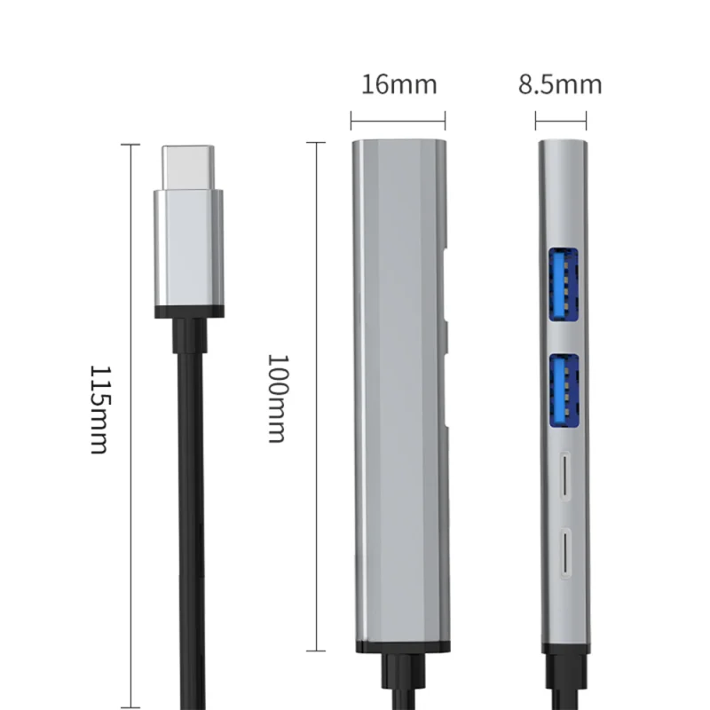 Portable Mini Usb C Hub Extension Splitter 5 In 1 Multiport Usb 3.0 ...