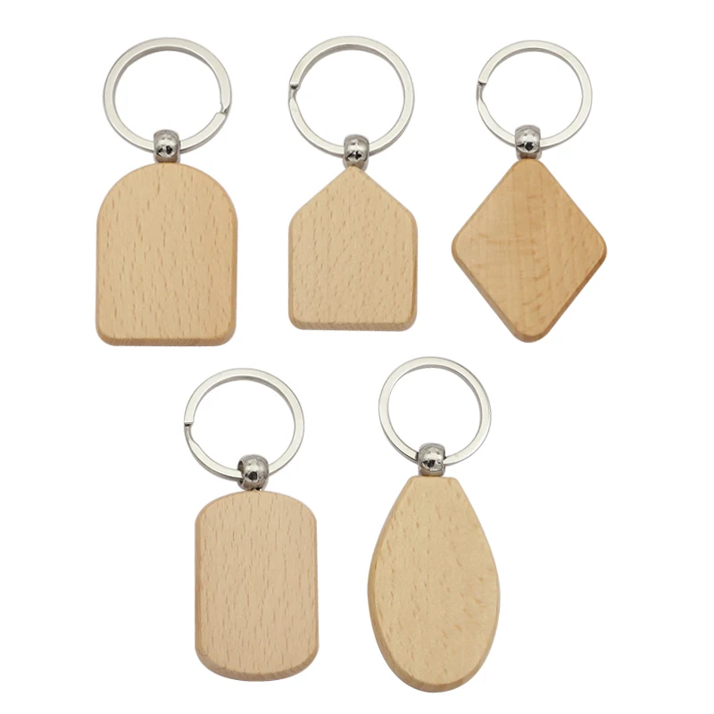 Wholesale Custom Laser Engraving Logo Blank Round Key Tag Natural Wood ...