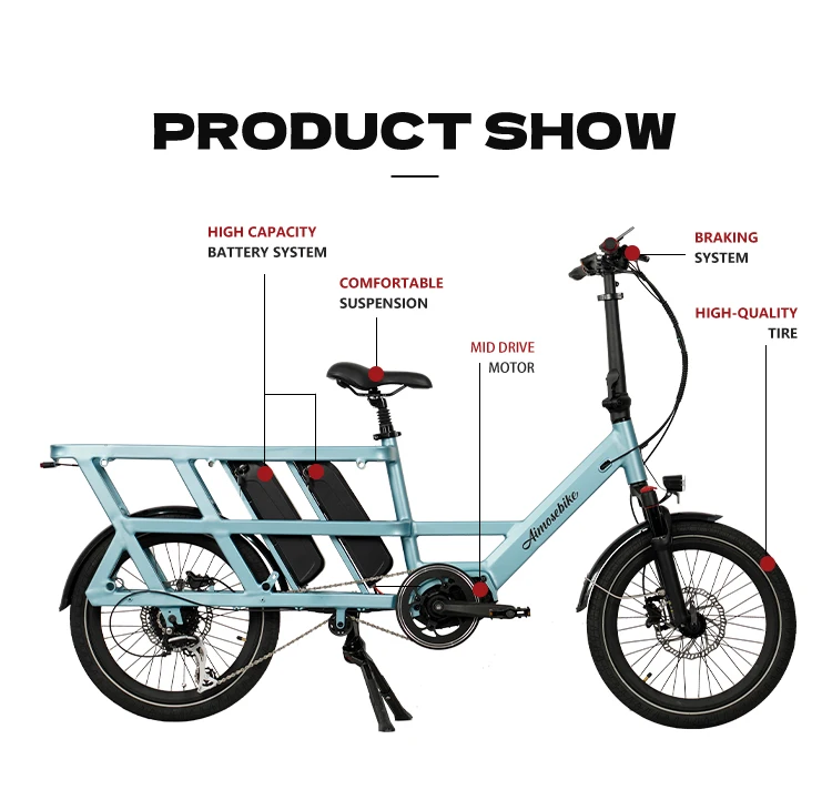 Large Kids' seat Electric Cargo Bicycle Dual Battery Packs E-Cargo e ...