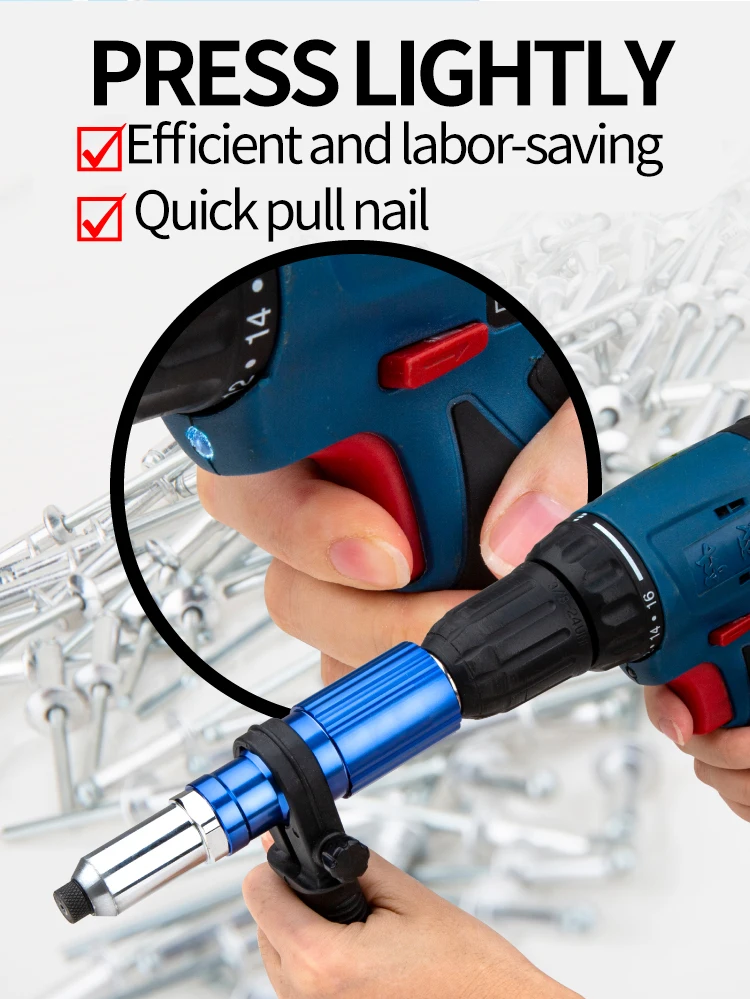 Electric Rivet Drill Adapter Cordless Insert Nut Gun Pull Riveting Tool ...